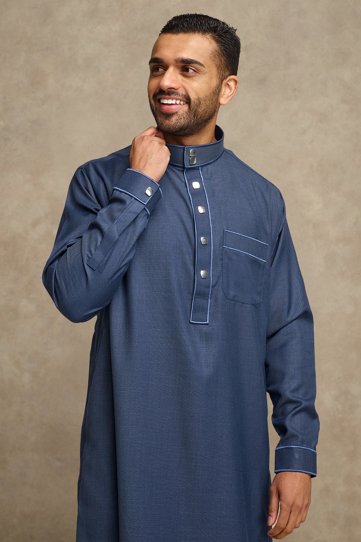 Buy Saudi Embroidery Midnight Blue Thobe & Jubbah For Men - MyHijab