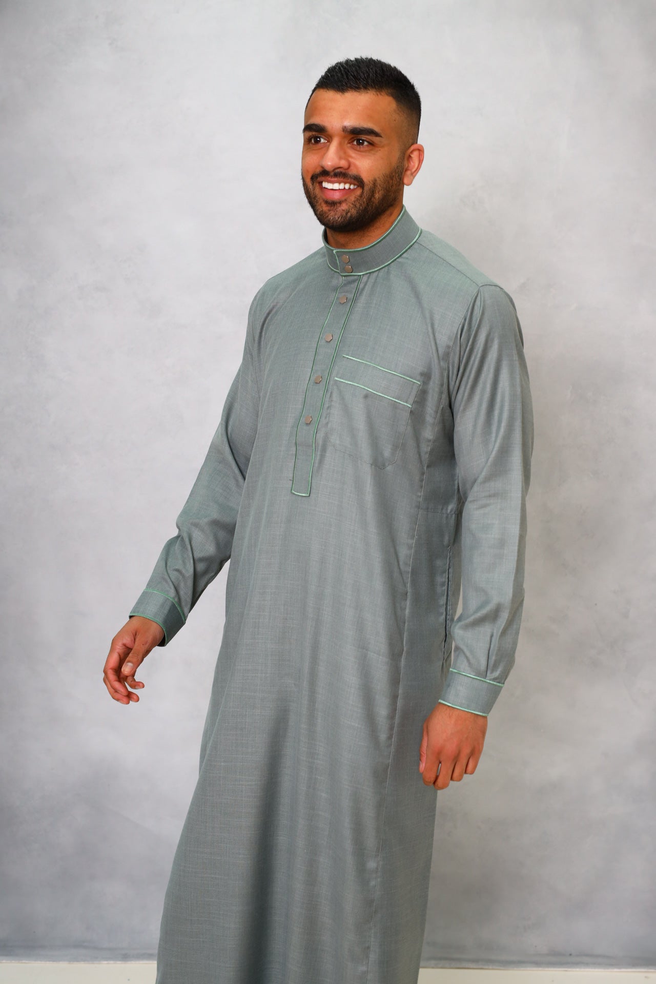 Buy Saudi Embroidery Mint Green Thobe & Jubbah For Men - MyHijab ...
