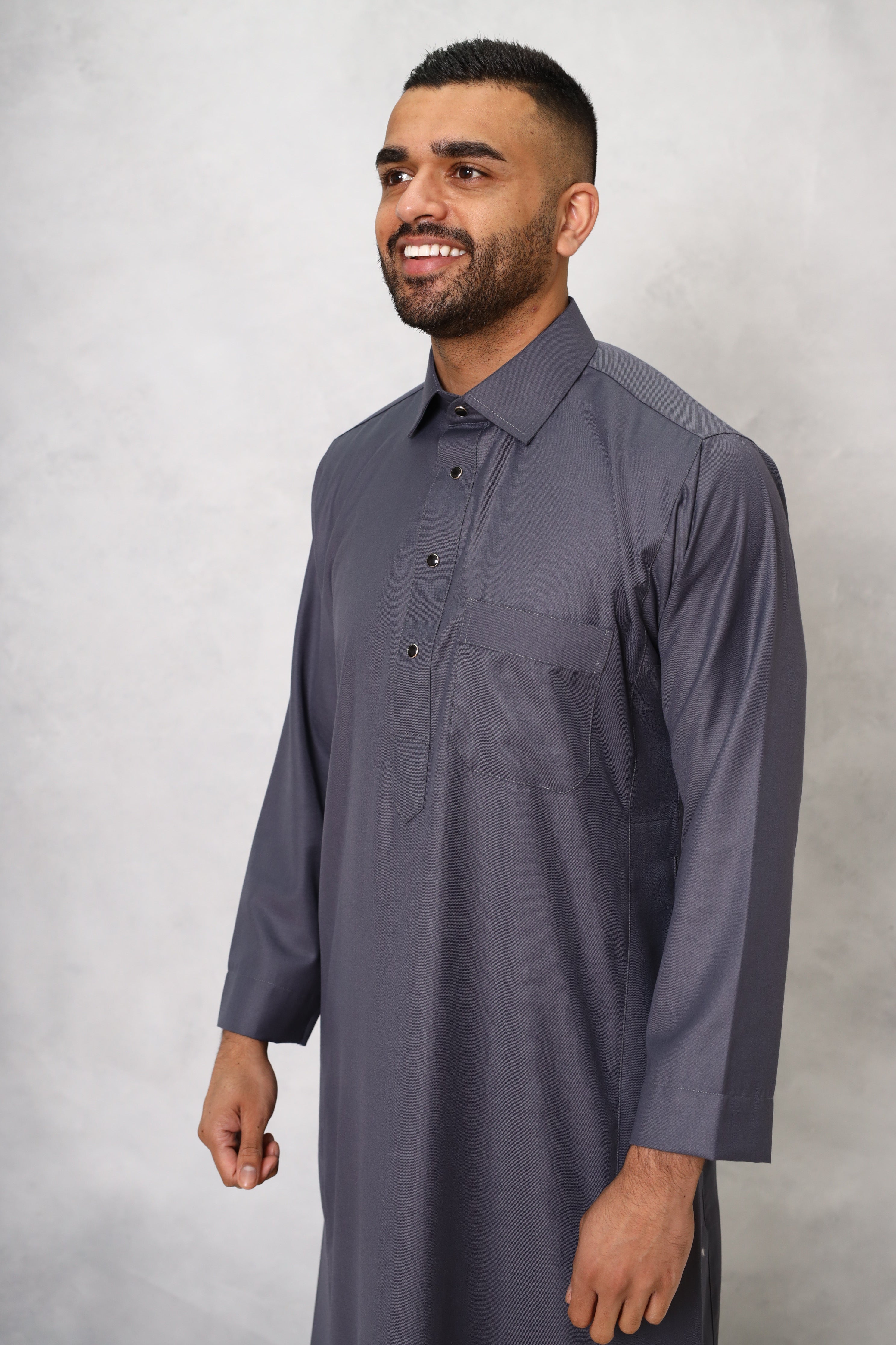 Buy Saudi Classic Slate Grey Thobe & Jubbah For Men - MyHijab