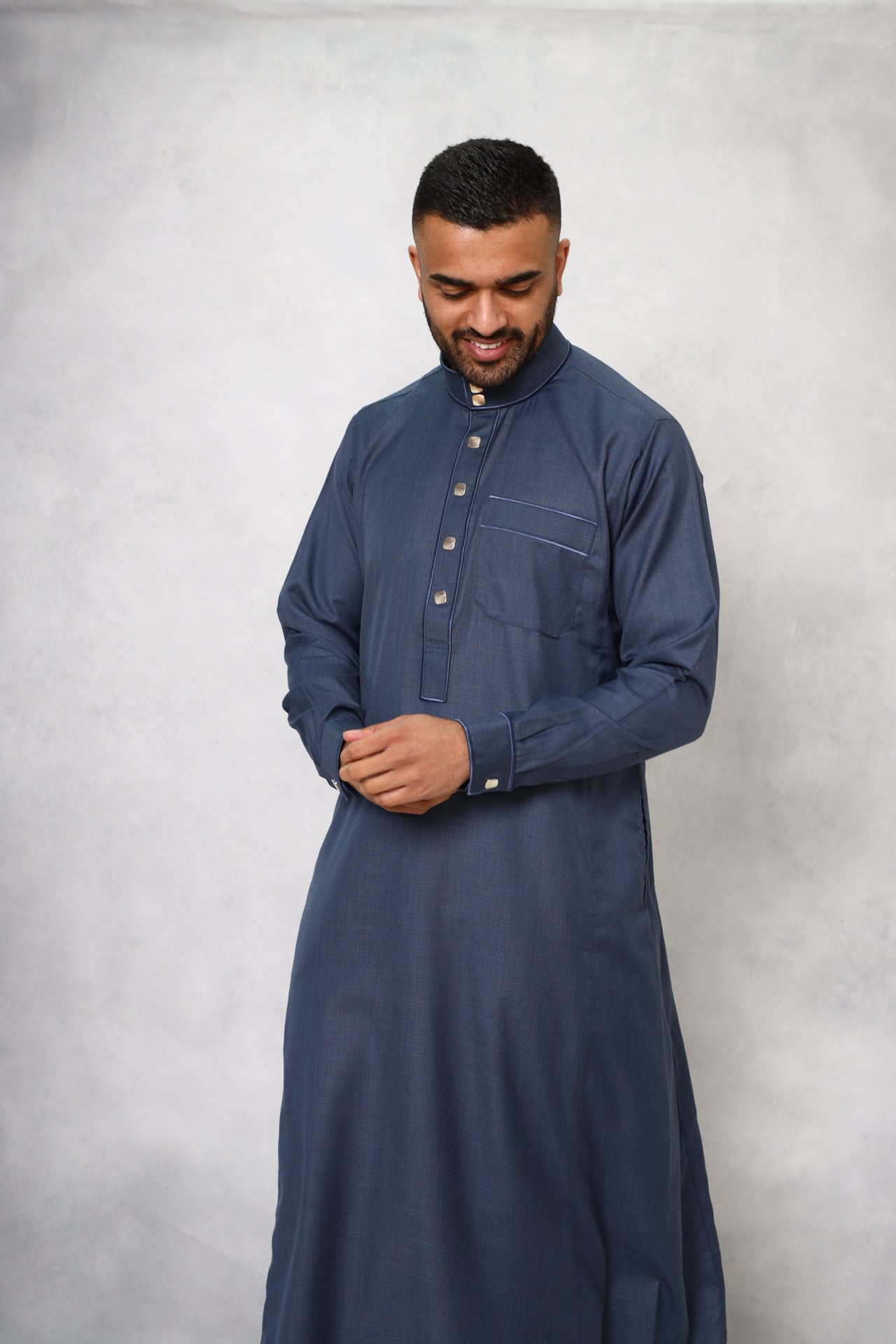 Buy Saudi Embroidery Midnight Blue Thobe & Jubbah For Men - MyHijab ...