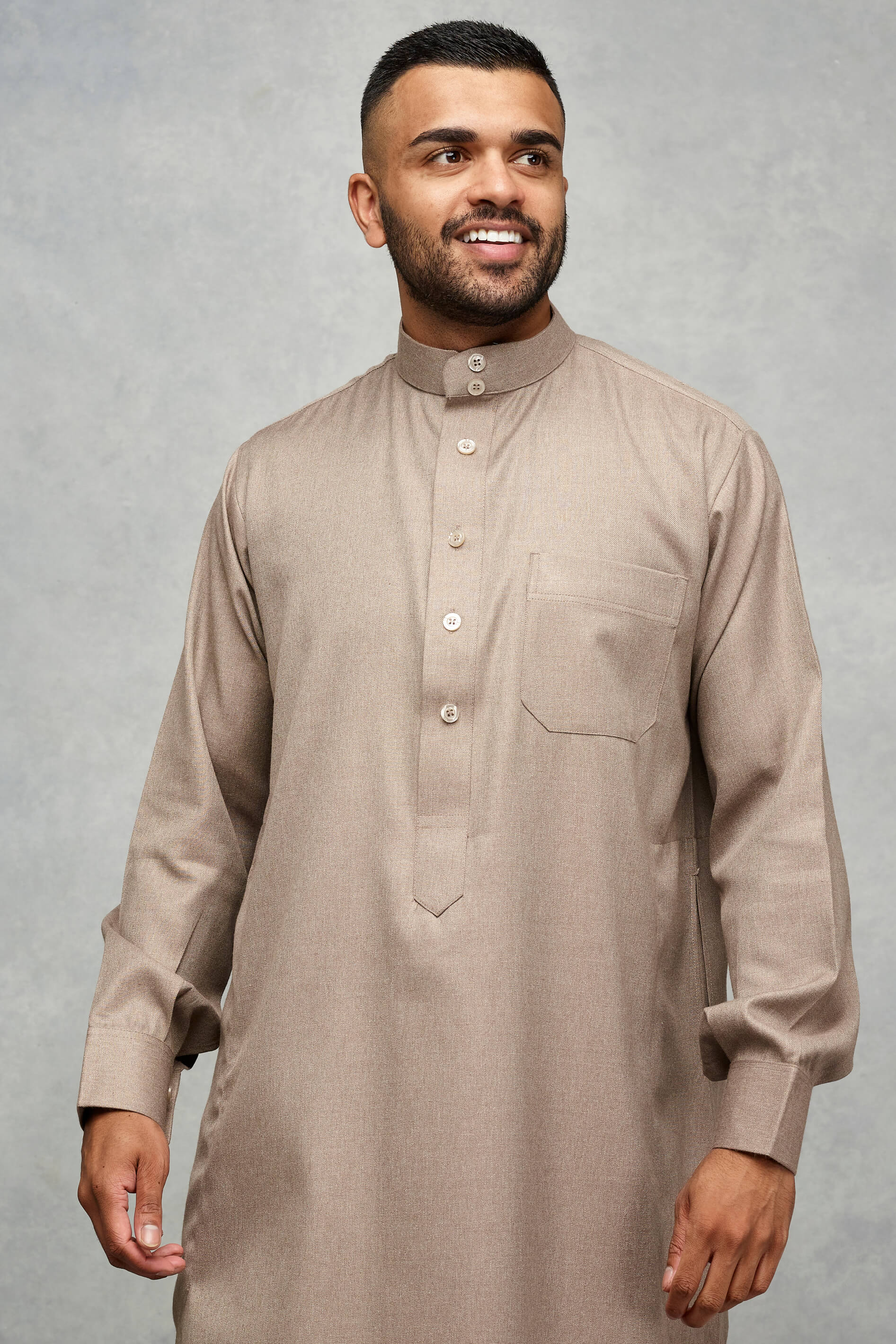 Buy Online Saudi Beige Thobe With Cuffs For Men - MyHijab London